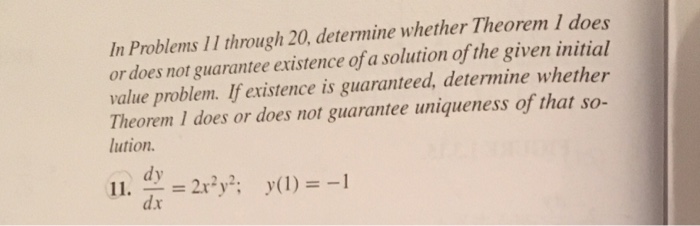 Solved In Problems 11 through 20, determine whether Theorem | Chegg.com