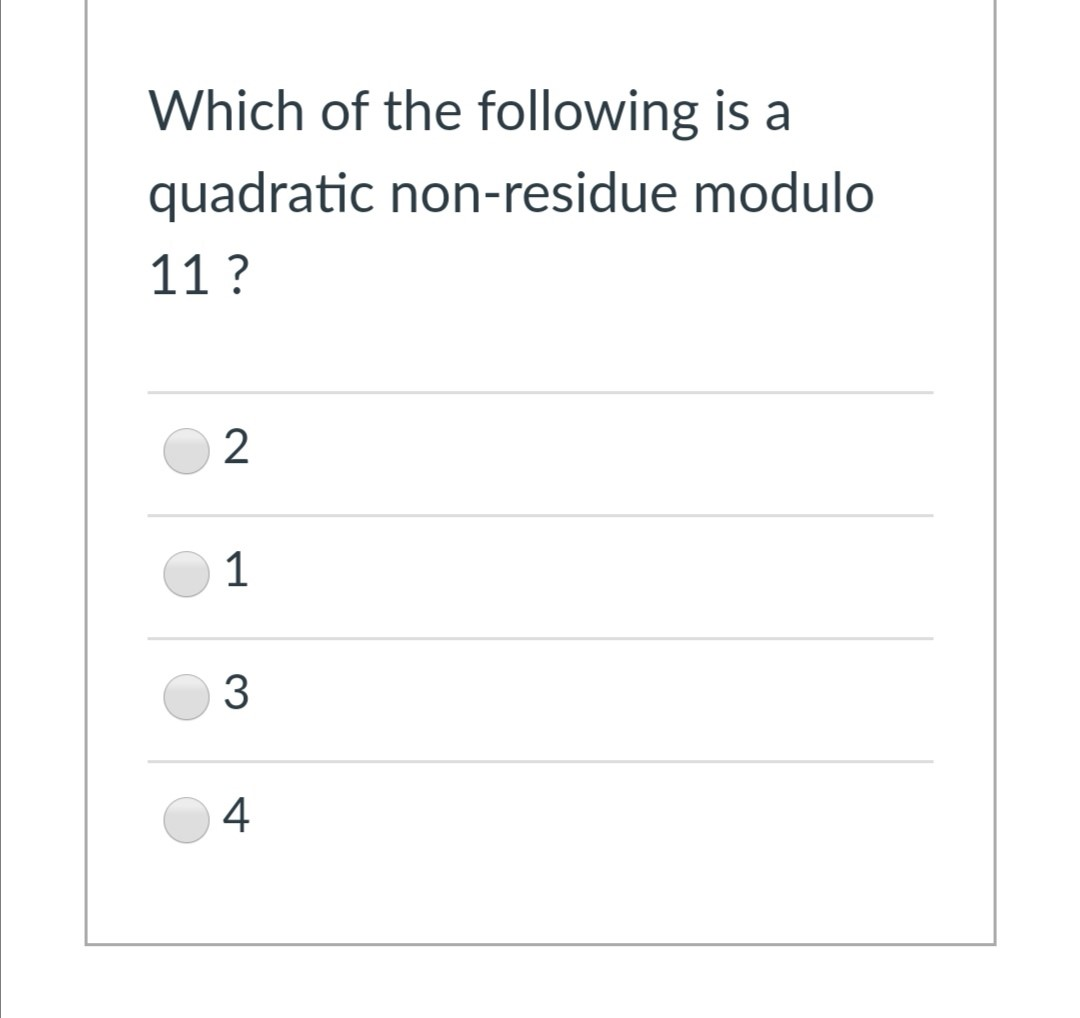 Solved Which of the following is a quadratic non-residue | Chegg.com