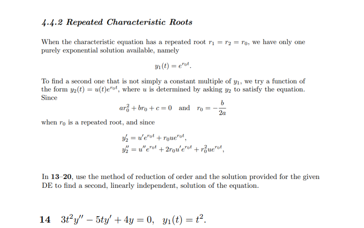 Solved 4.4.2 Repeated Characteristic Roots When the | Chegg.com