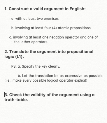 Solved 1. Construct a valid argument in English: a. with at | Chegg.com