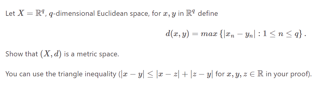 Solved Let x=Rq,q-dimensional Euclidean space, for x,y ﻿in | Chegg.com
