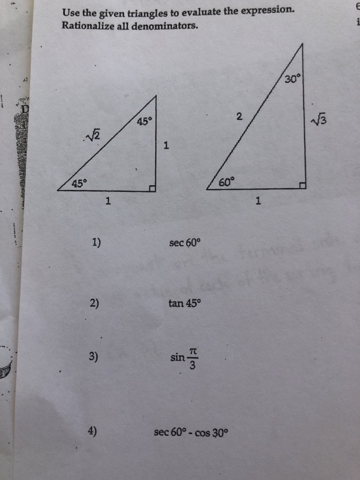 Solved Use the given triangles to evaluate the expression. | Chegg.com