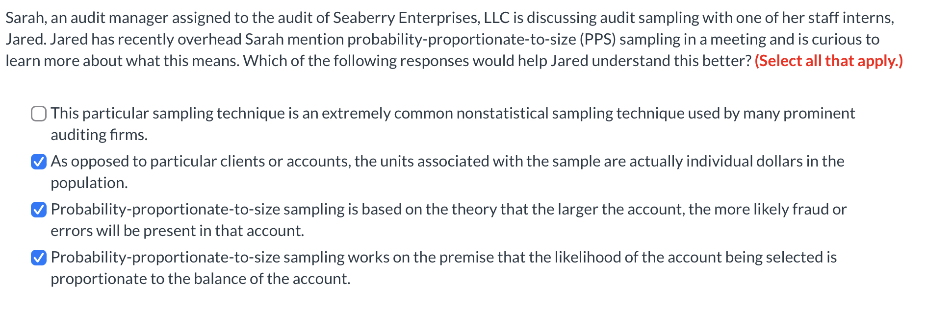 Solved Sarah, an audit manager assigned to the audit of | Chegg.com