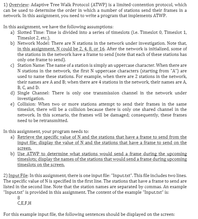 1) Overview: Adaptive Tree Walk Protocol (ATWP) is a | Chegg.com