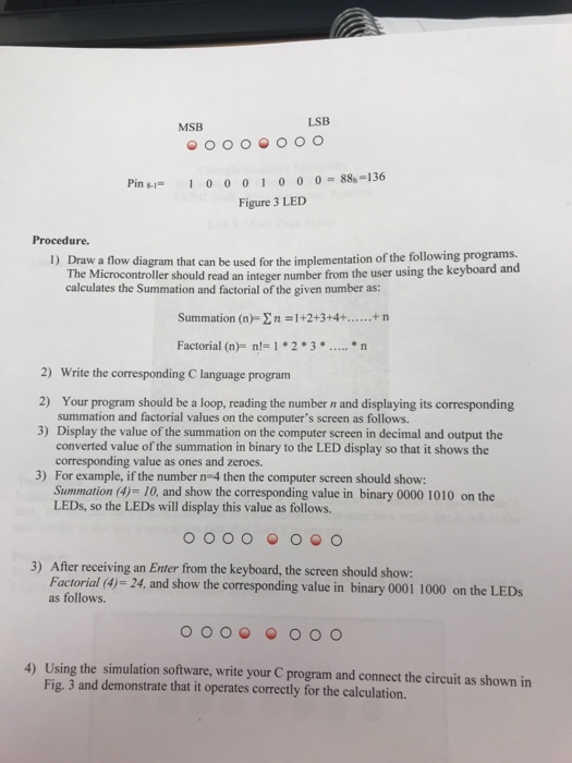 Solved LSB MSB Pin s1 o 0 0100 0 88-136 Figure 3 LED | Chegg.com