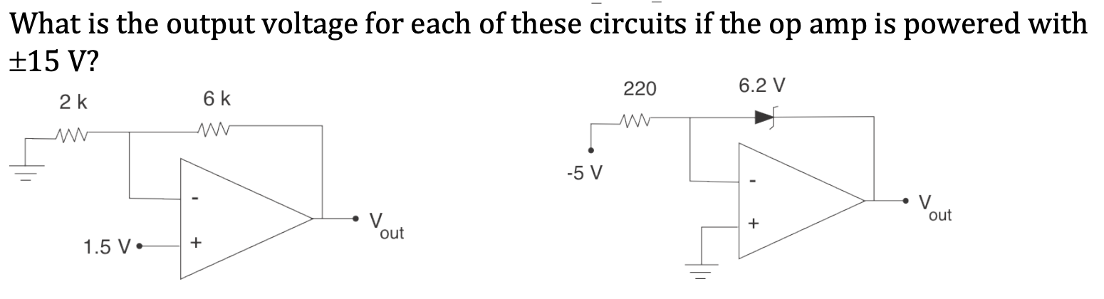 Solved What is the output voltage for each of these circuits | Chegg.com