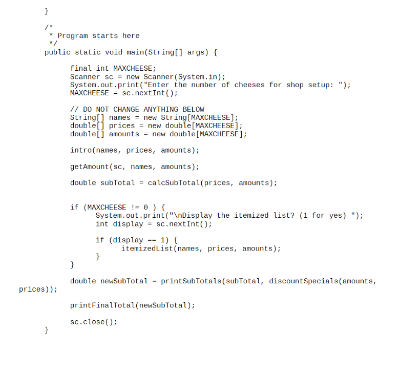 Solved Part 1: Fix GenCheeseShopv2.java Only fill-in the | Chegg.com