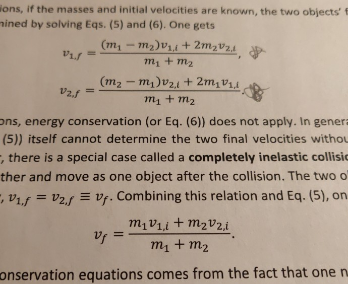 Solved (4) Show that v1,f = V1,i and V2,f = Vzi satisfy the | Chegg.com
