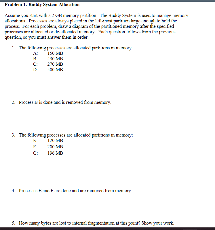 Solved Problem 1 Buddy System Allocation Assume You Start 