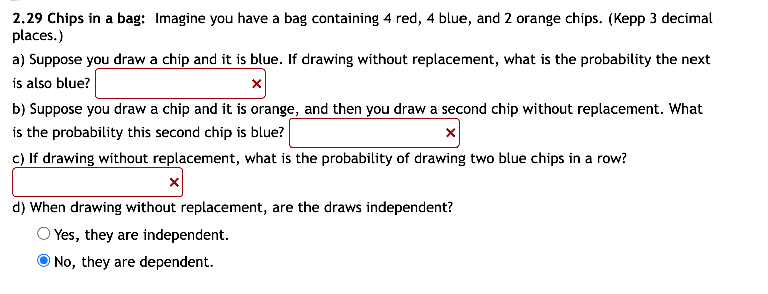 Solved 2.29 Chips in a bag: Imagine you have a bag | Chegg.com