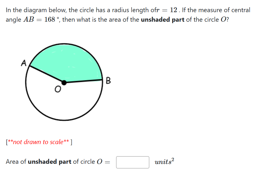 Solved In ﻿the diagram below, the circle has a radius length | Chegg.com