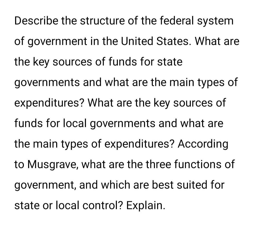 Solved Describe the structure of the federal system of | Chegg.com