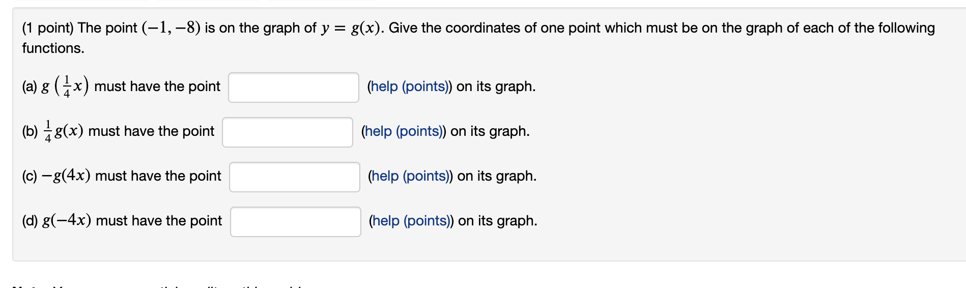 Solved (1 point) The point (-1,-8) is on the graph of y = | Chegg.com