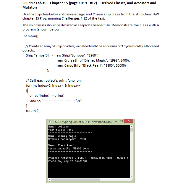 Solved CSE 112 Lab \#5 - Chapter 15 (page 1019 - \#12) - | Chegg.com
