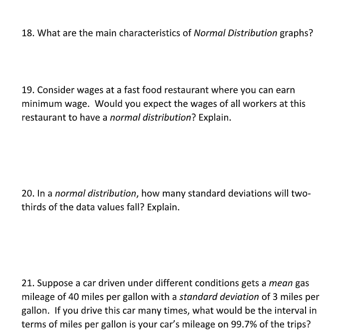 Solved 18. What are the main characteristics of Normal | Chegg.com