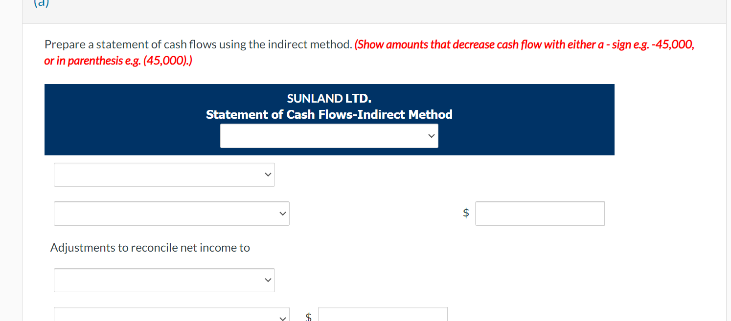 Solved Prepare The Statement Of Cash Flows Using The Chegg
