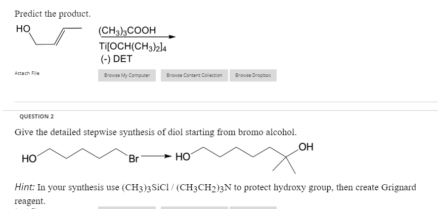 Solved Predict the product. HO (CH3)3COOH Ti[OCH(CH3)214 (-) | Chegg.com