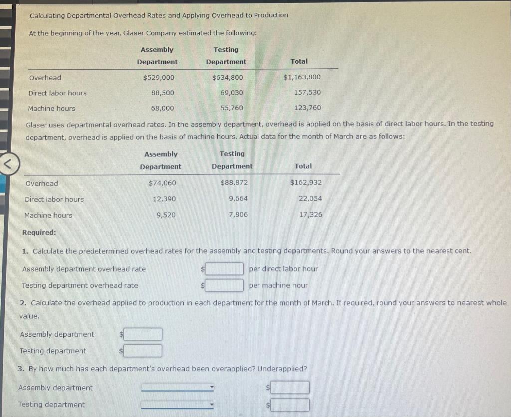 Solved Calculating Departmental Overhead Rates and Applying | Chegg.com Solved Calculating Departmental Overhead Rates and Applying | Chegg.com