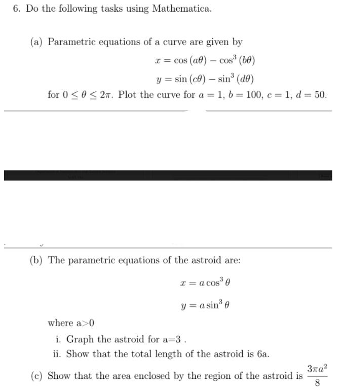 Solved 6 Do The Following Tasks Using Mathematica A 0768