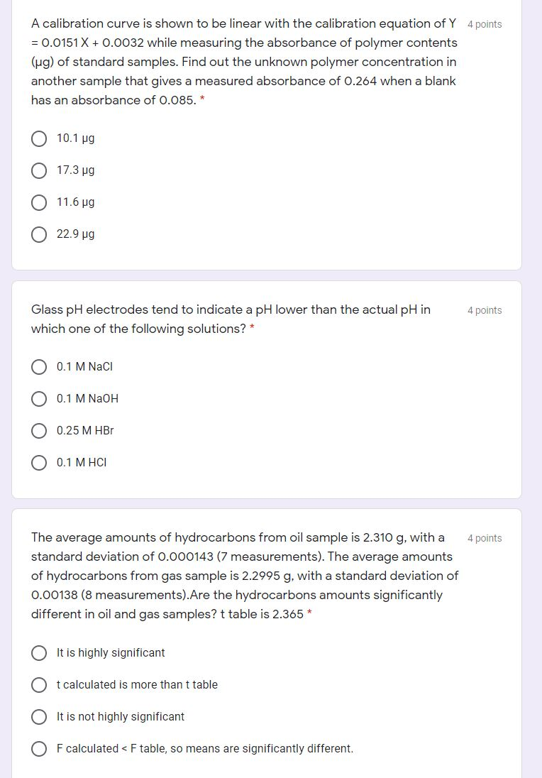 Solved A calibration curve is shown to be linear with the | Chegg.com