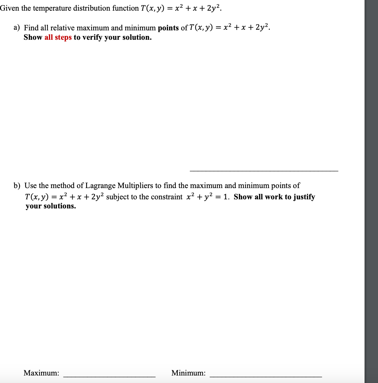 Solved iven the temperature distribution function | Chegg.com
