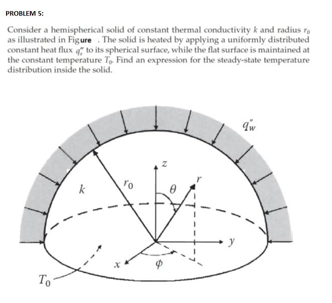 Solved PROBLEM 5: Consider a hemispherical solid of constant | Chegg.com