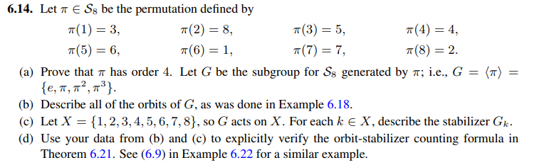 Solved 6.14. Let π∈S8 be the permutation defined by | Chegg.com