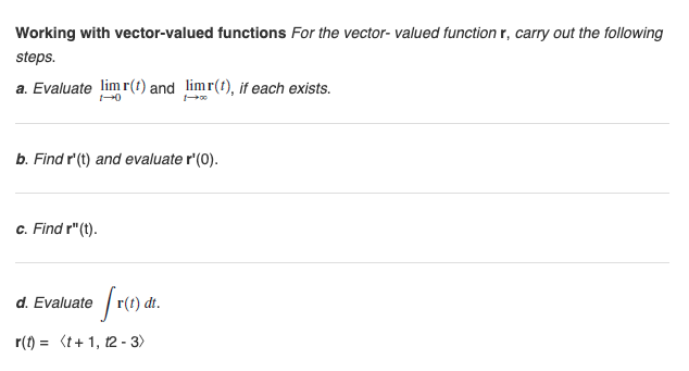 Solved Working with vector-valued functions For the vector- | Chegg.com