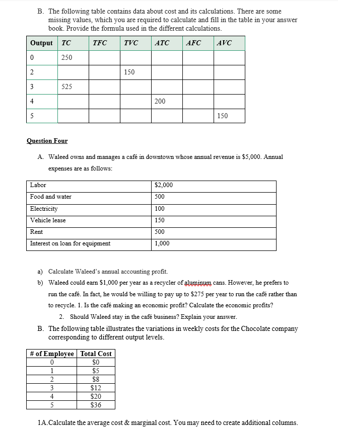 Solved Question One 1) \\( \\mathrm{TC}=25+2.5 | Chegg.com