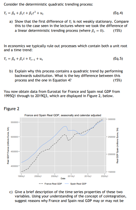 Consider the deterministic quadratic trending | Chegg.com