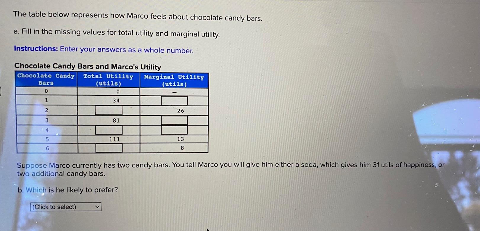 Solved The table below represents how Marco feels about | Chegg.com