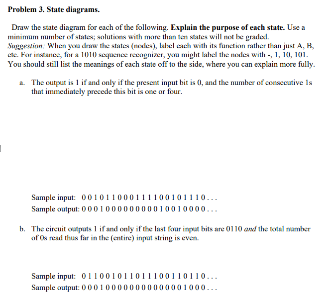 Solved Problem 1: Sequence recognizers Please implement a | Chegg.com