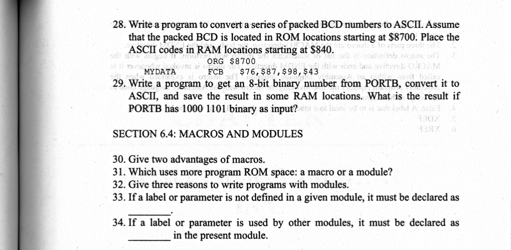 Solved 28. Write a program to convert a series of packed BCD | Chegg.com