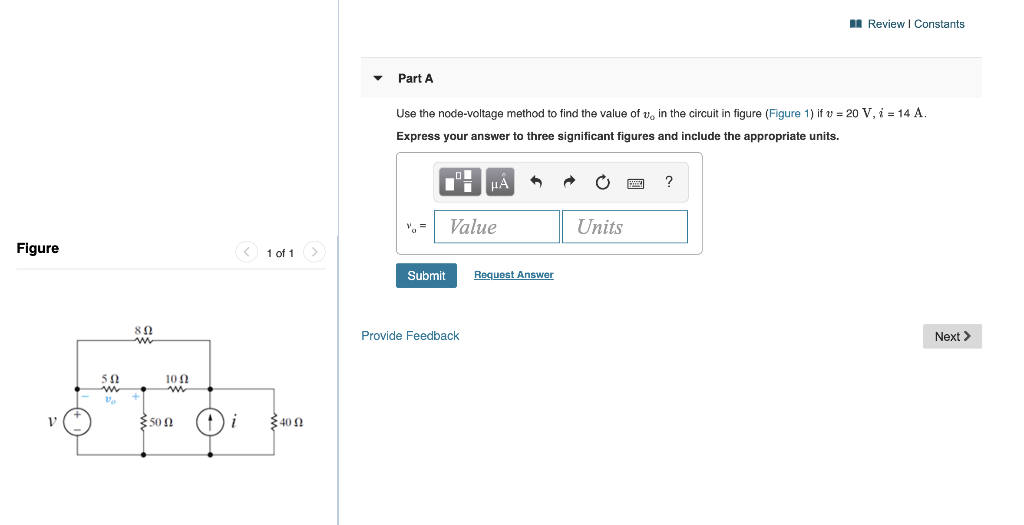 Solved A Review Constants Part A Use the node-voltage method | Chegg.com