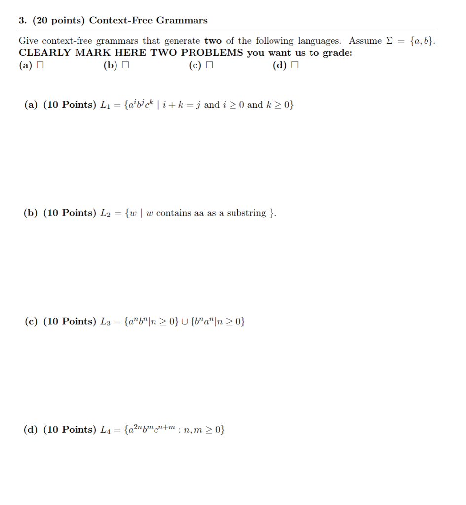 Solved 3. (20 points) Context-Free Grammars Give | Chegg.com