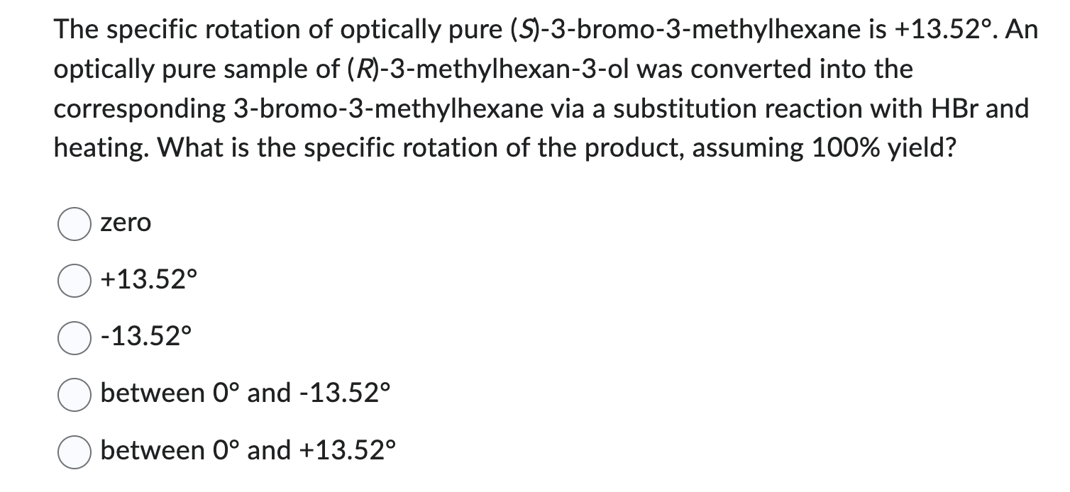 Solved The specific rotation of optically pure | Chegg.com