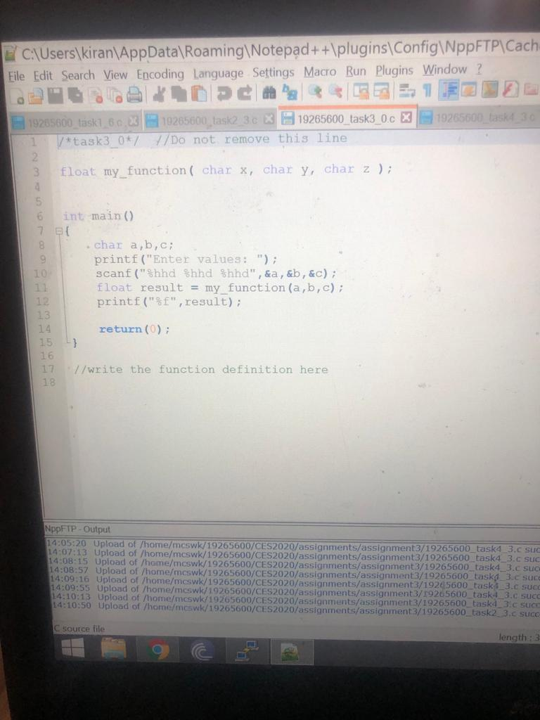 Solved Given the template for task3, write the function | Chegg.com