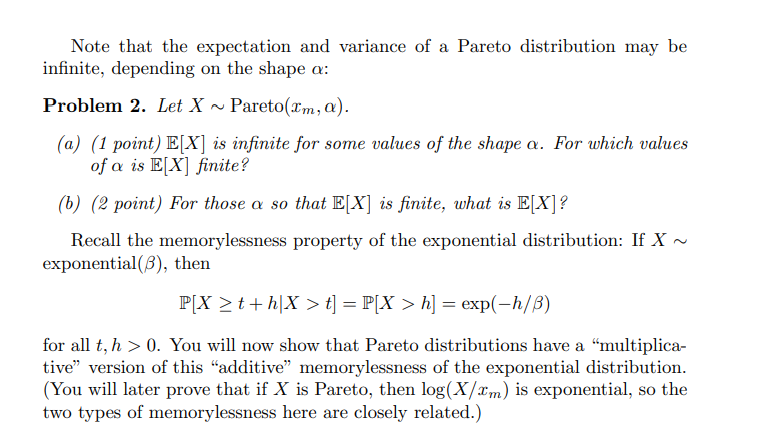 Solved 2 Pareto Distribution In class, you have seen the | Chegg.com