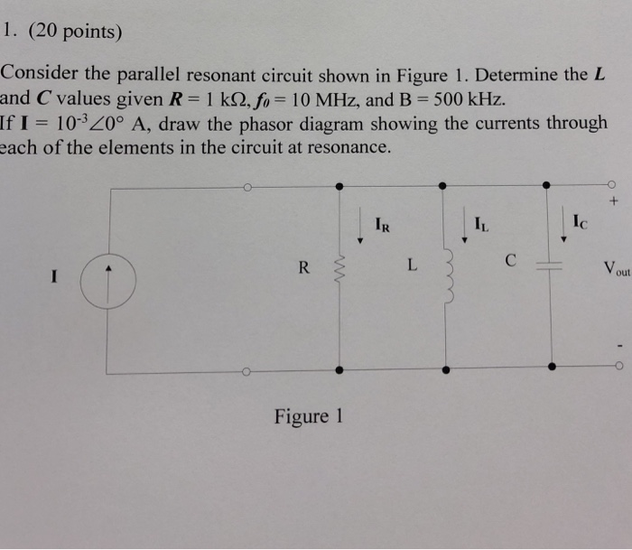 Solved 1. (20 points) Consider the parallel resonant circuit | Chegg.com