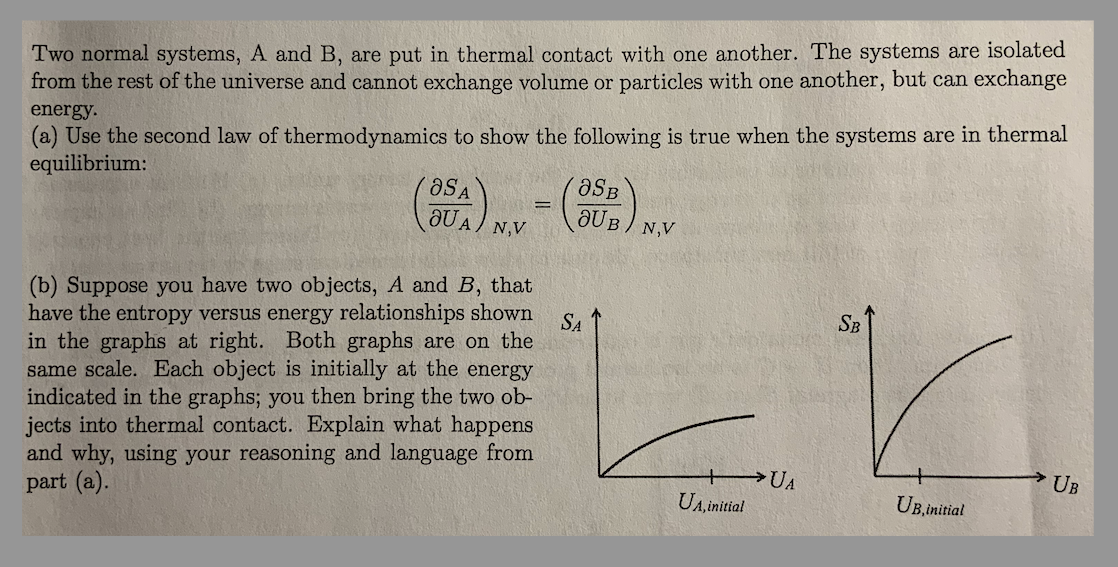 Solved Two normal systems, A and B, are put in thermal | Chegg.com