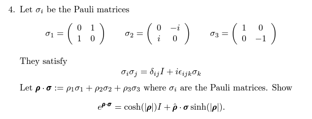 4. Let σi be the Pauli matrices | Chegg.com