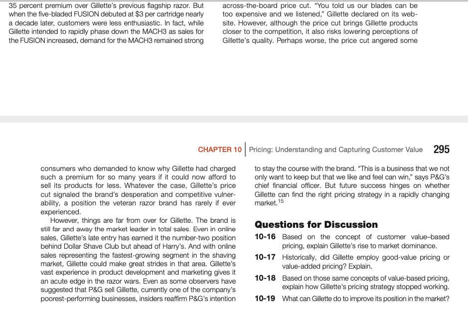 Solved 1. Based on the concept of customer value–based | Chegg.com