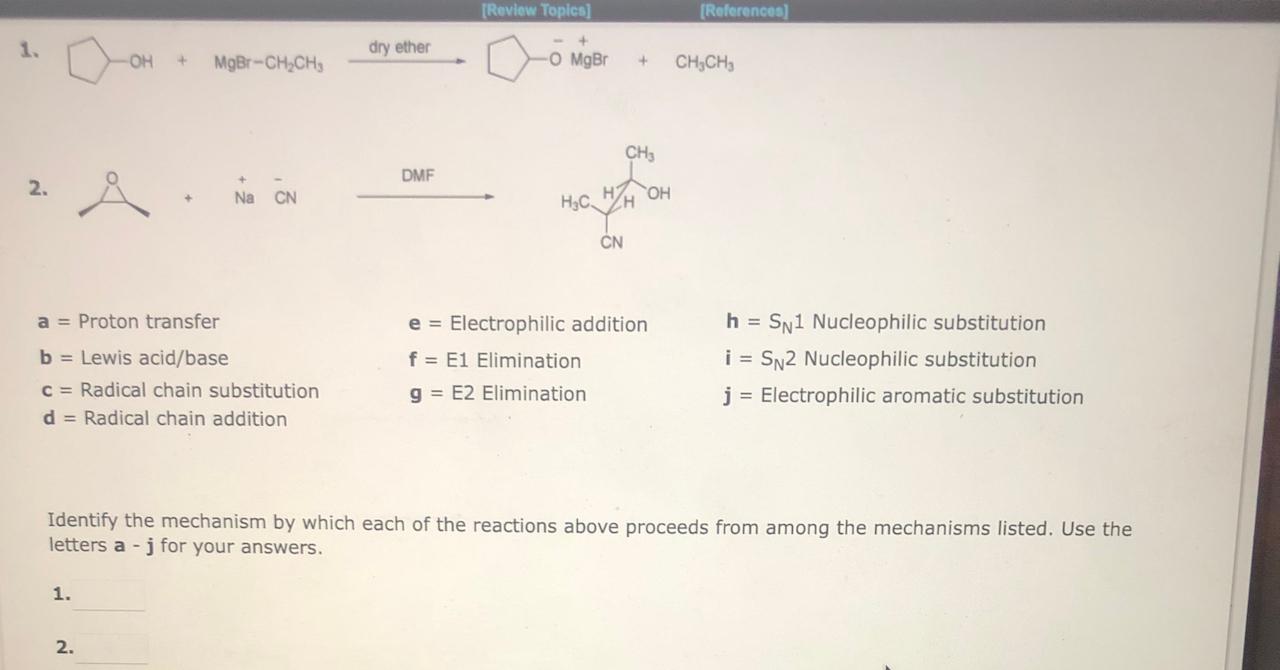 Solved 2. Na+++CN+ DMF a= Proton transfer e = Electrophilic | Chegg.com