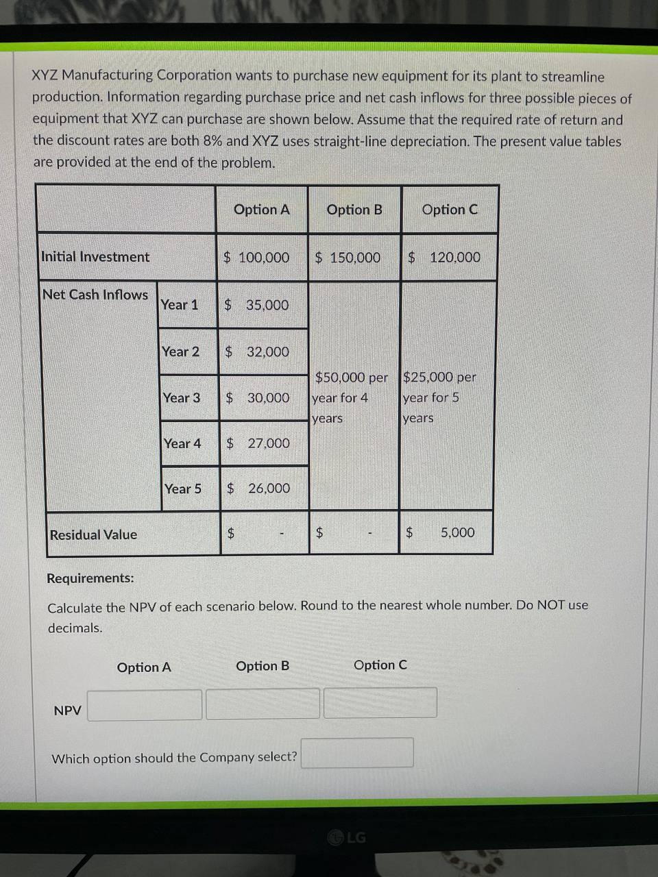 Solved XYZ Manufacturing Corporation wants to purchase new | Chegg.com