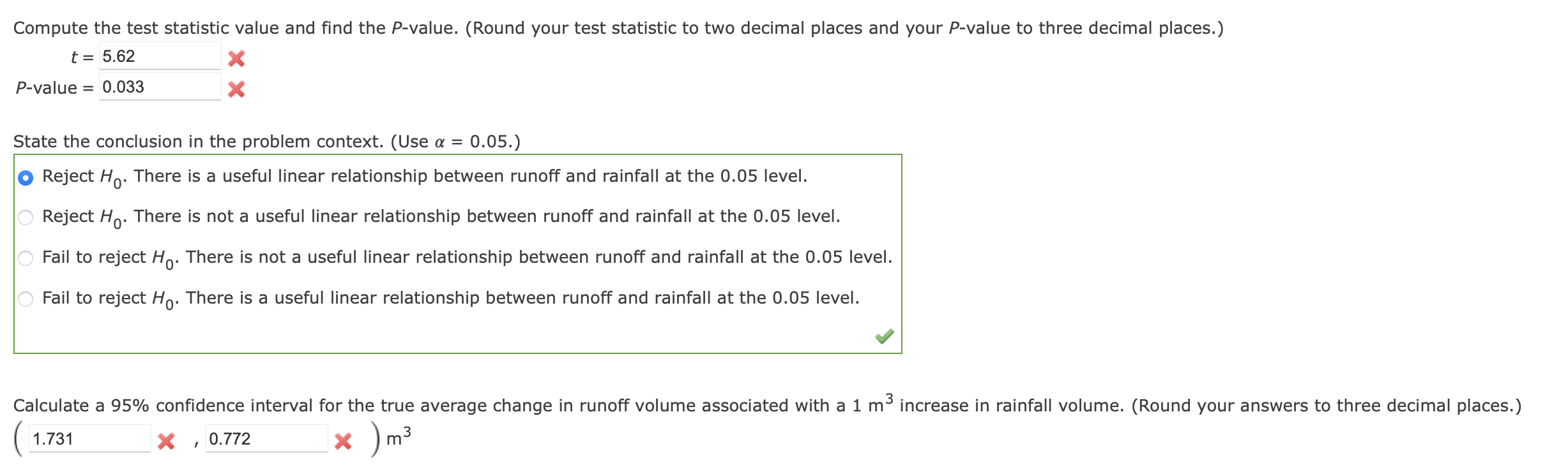 Solved Consider the following data on x = rainfall volume | Chegg.com