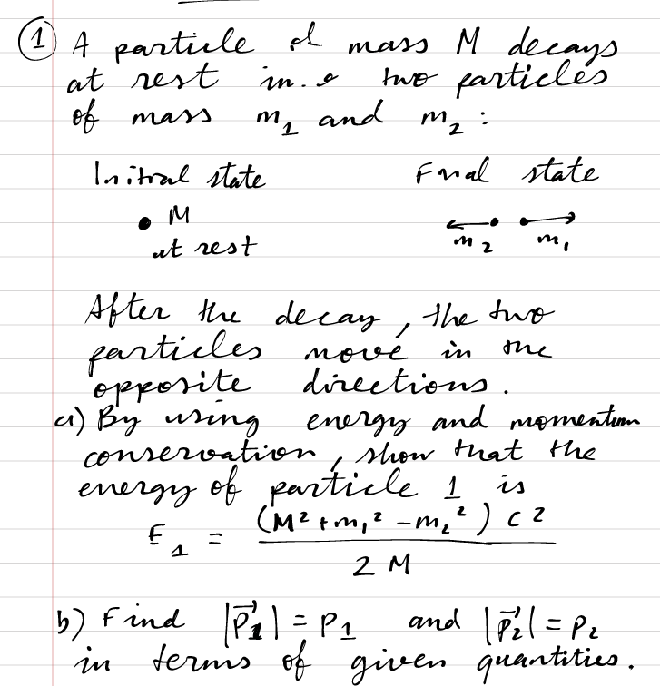 Solved A particle of mass M decays at rest in. a two | Chegg.com