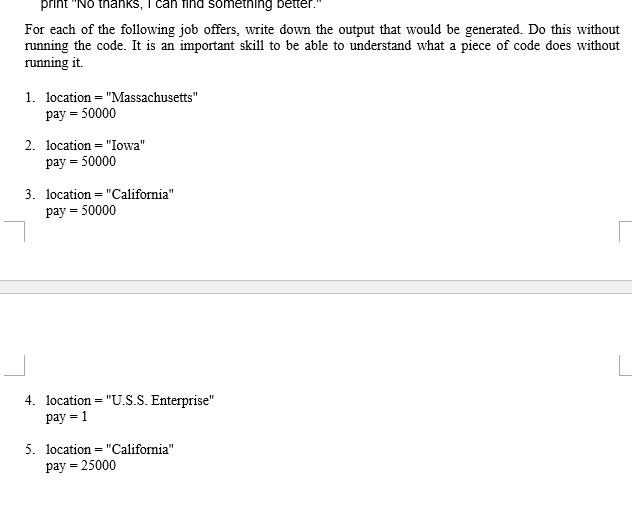 Solved Exercise - Conditionals The purpose of this exercise | Chegg.com