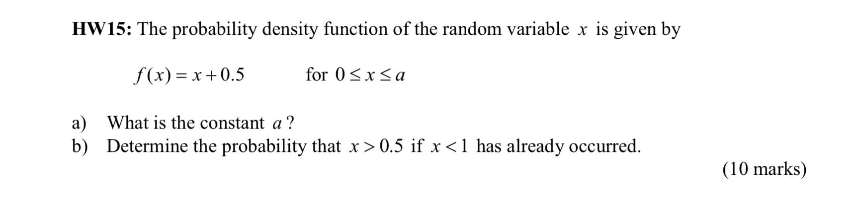 Solved HW15: The probability density function of the random | Chegg.com