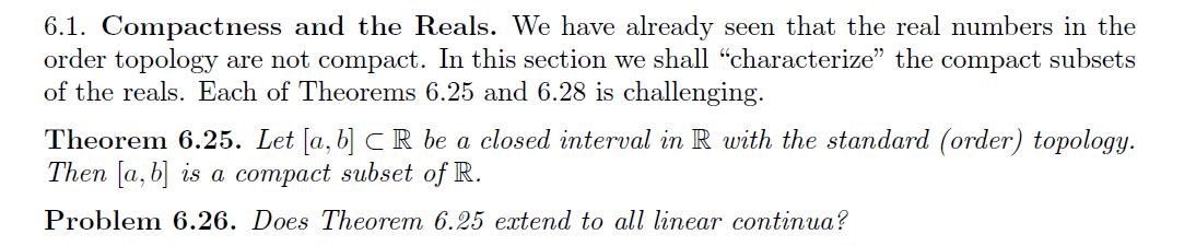 Solved 6.1. Compactness and the Reals. We have already seen | Chegg.com