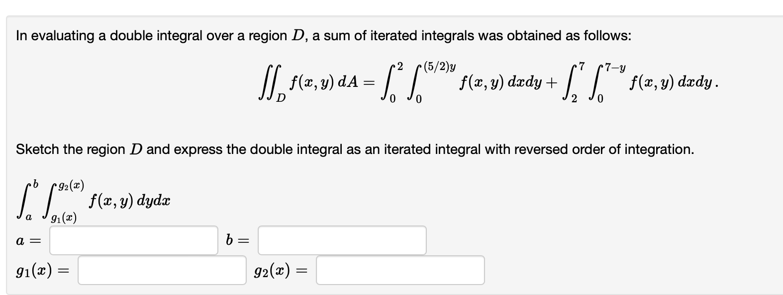 Solved In evaluating a double integral over a region D, a | Chegg.com
